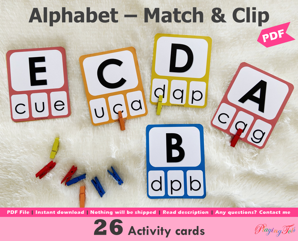 Alphabet Match and Clip Cards – Playingtots