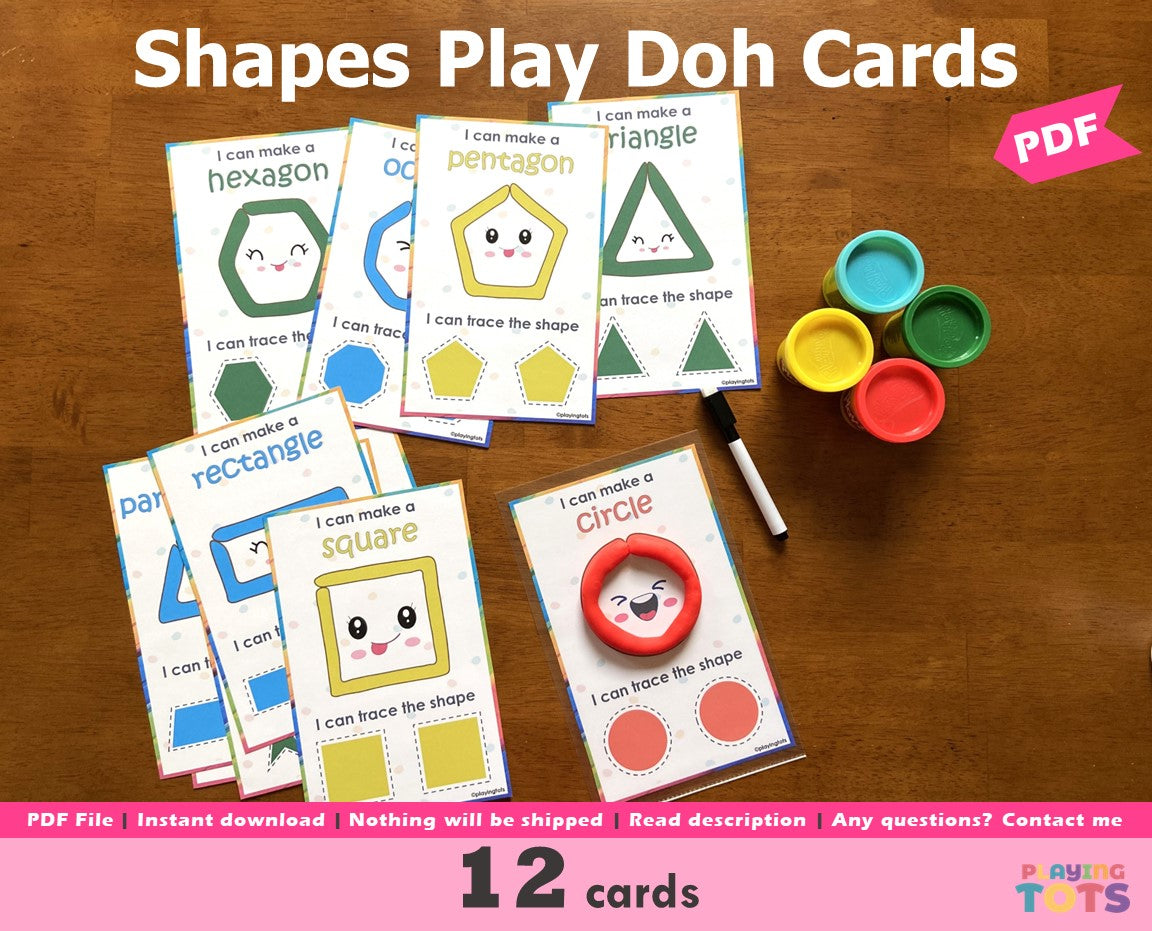Shapes PlayDoh Cards, Busy Bags, Toddlers and Preschoolers, MontessorI ...