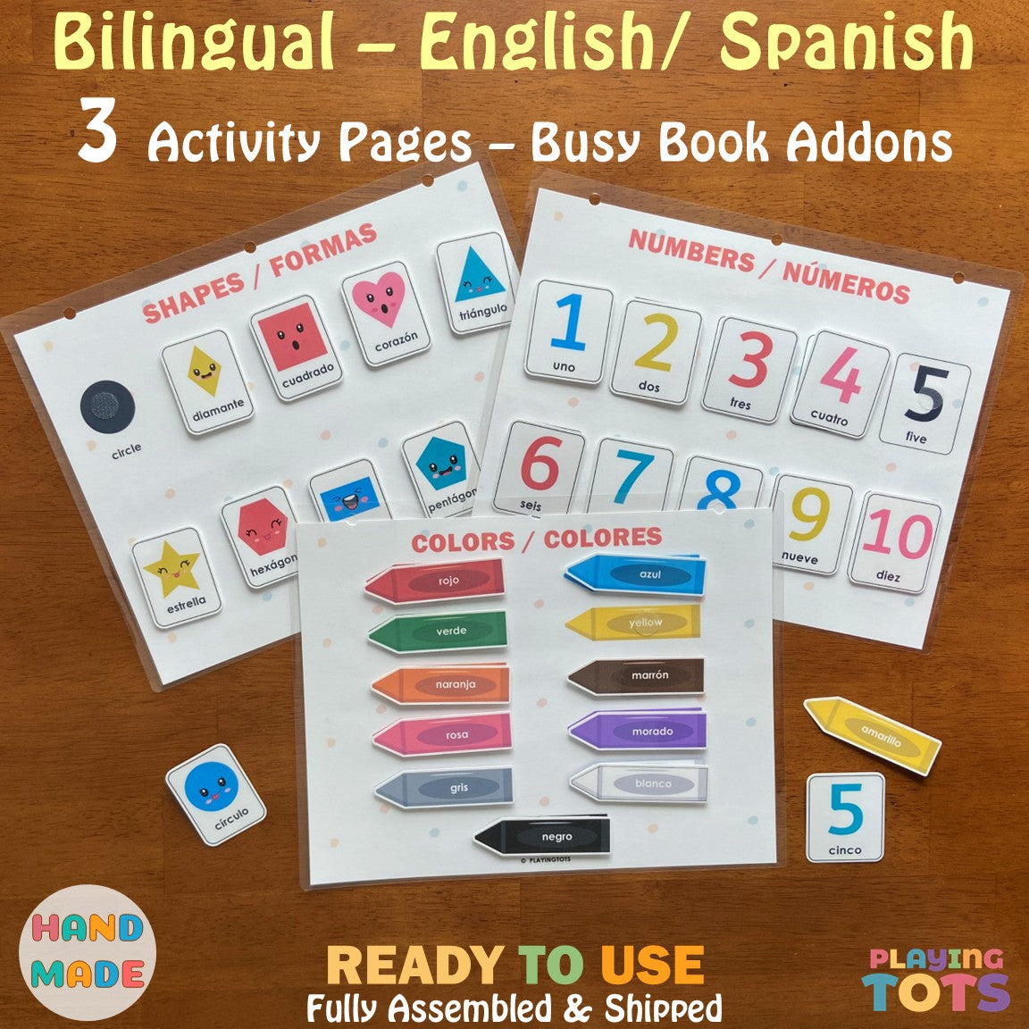Bilingual Spanish Busy Book Addon Activity Pages, Toddler Learning Bin ...