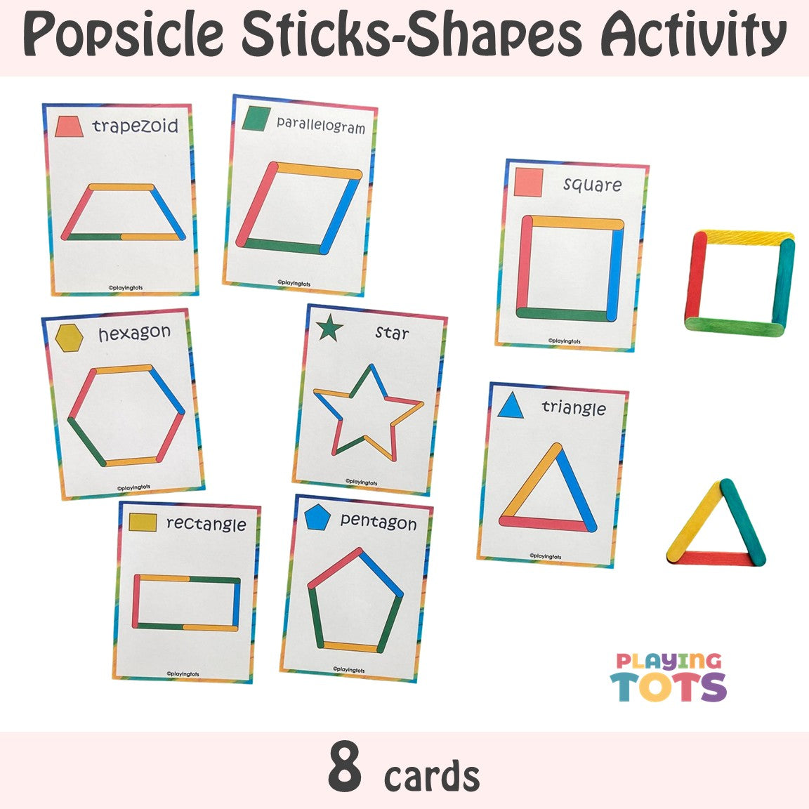 Popsicle Sticks Shapes Activity, Busy Bags, Toddlers and Preschoolers ...