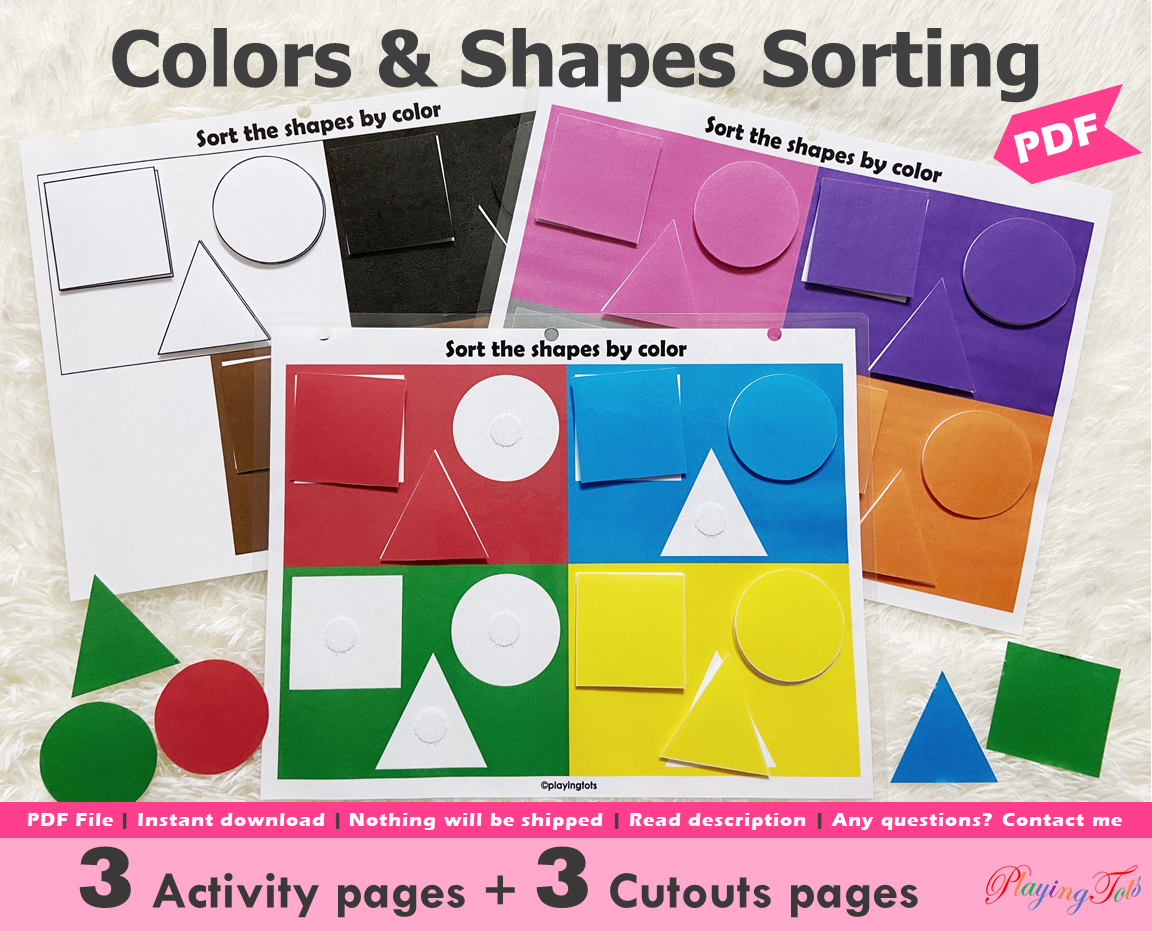 Colors and Shapes Sorting Activity – Playingtots