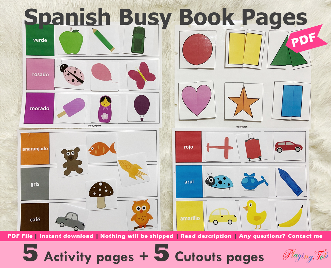 Colors Sorting and Shapes Puzzle Activity in Spanish – Playingtots