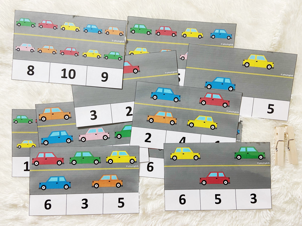 Count and Clip Activity| Cars on the Road – Playingtots