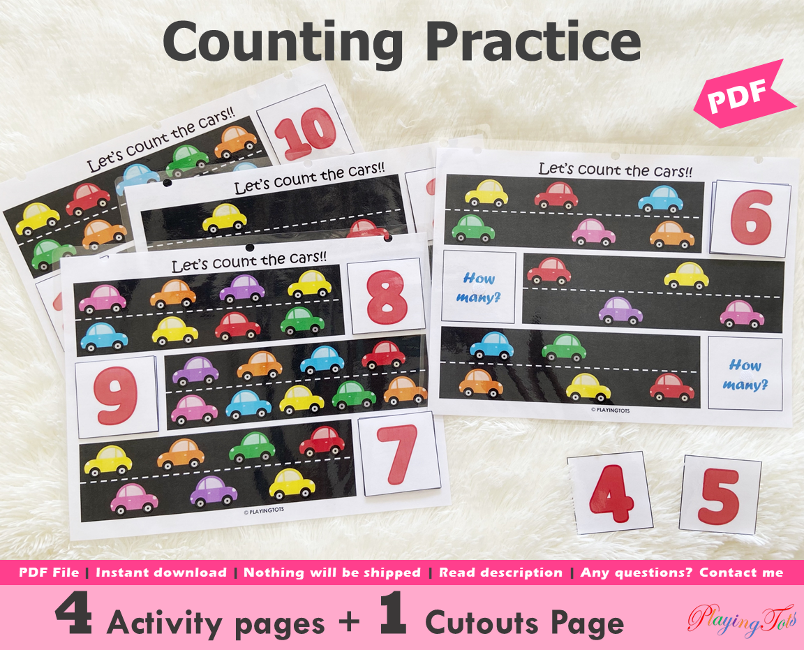 Counting Practice, Car Counting Activity, Number Matching, Preschool M ...