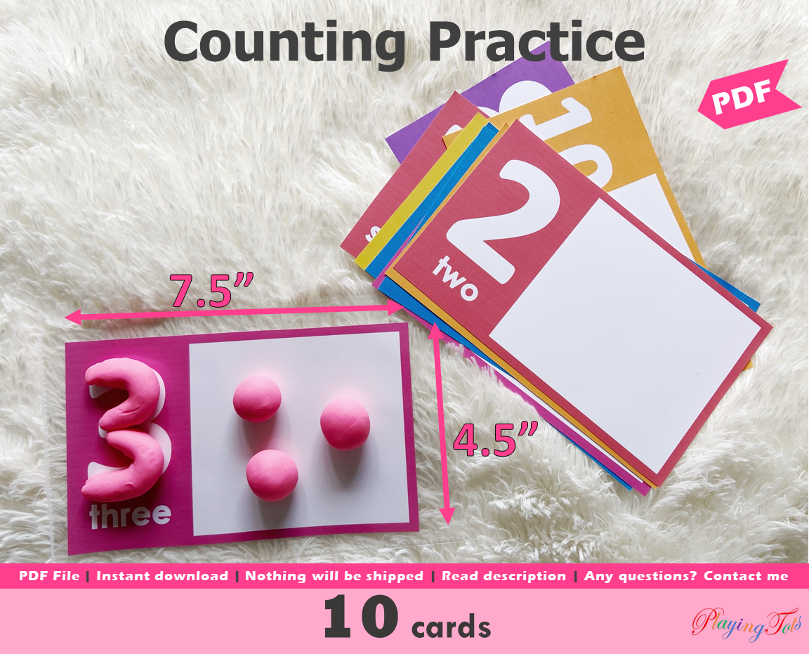 Counting Practice Activity Cards, Numbers Playdoh – Playingtots
