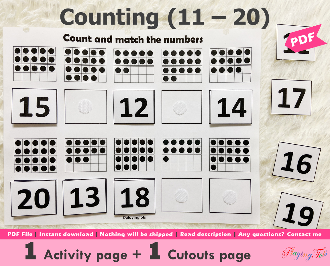 Ten Frames Number Matching Activity, Numbers 11 to 20 – Playingtots