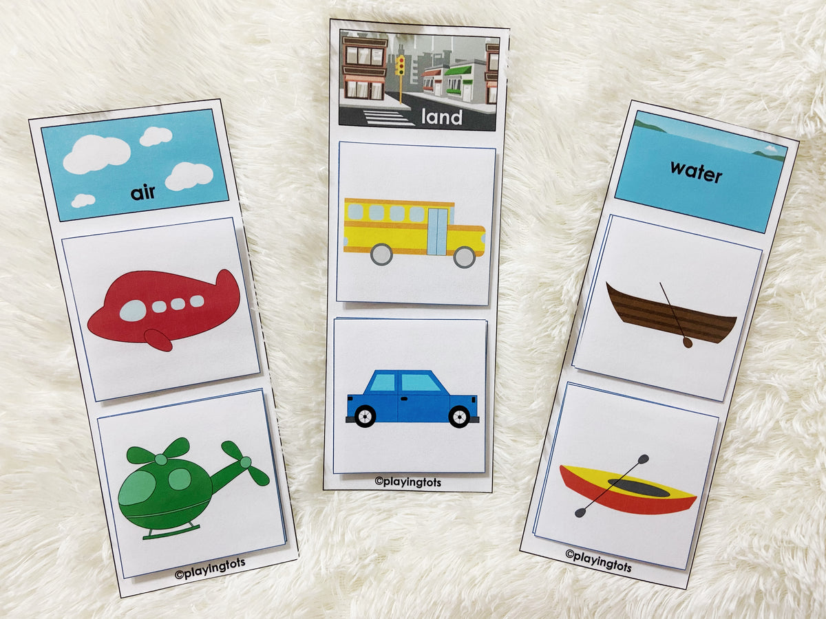 Land Air Water, Transportation Sorting – Playingtots