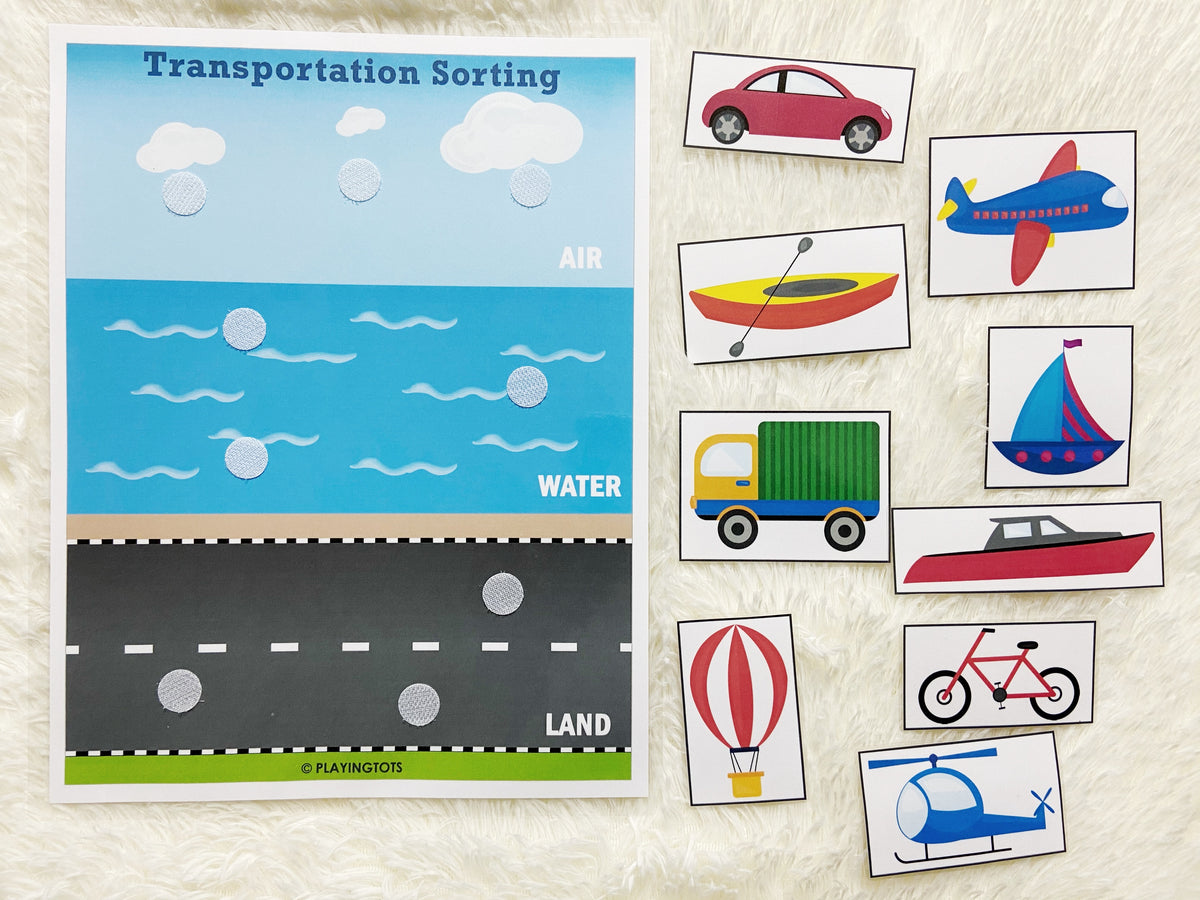 Land Air Water, Transportation Sorting – Playingtots