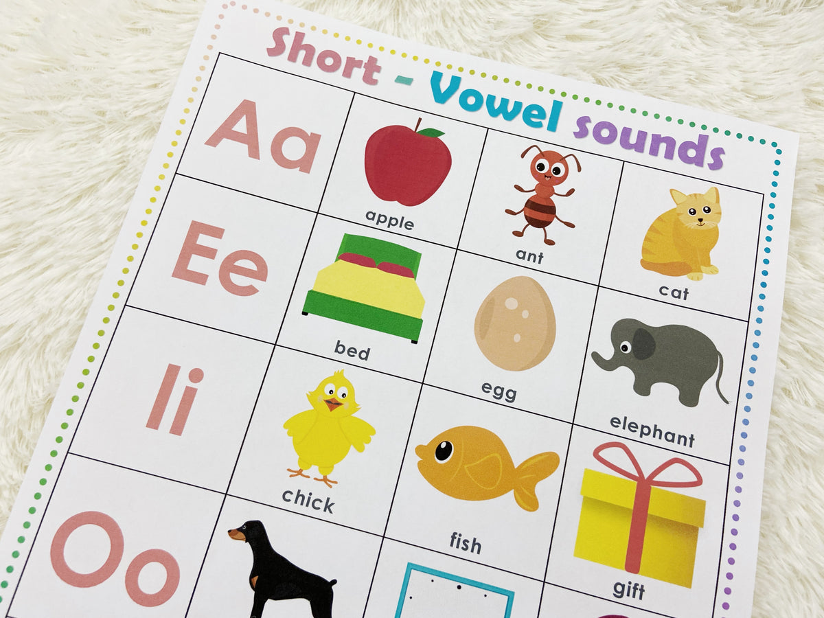 Short Vowel Chart Printable