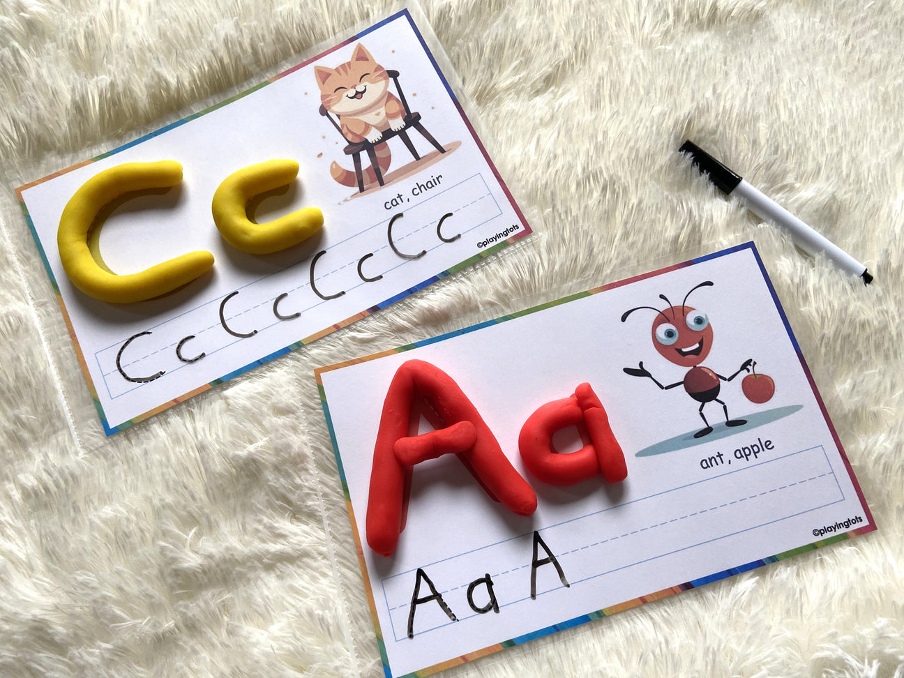 Alphabet PlayDoh Cards, Uppercase and Lowercase Letters Practice, Play ...