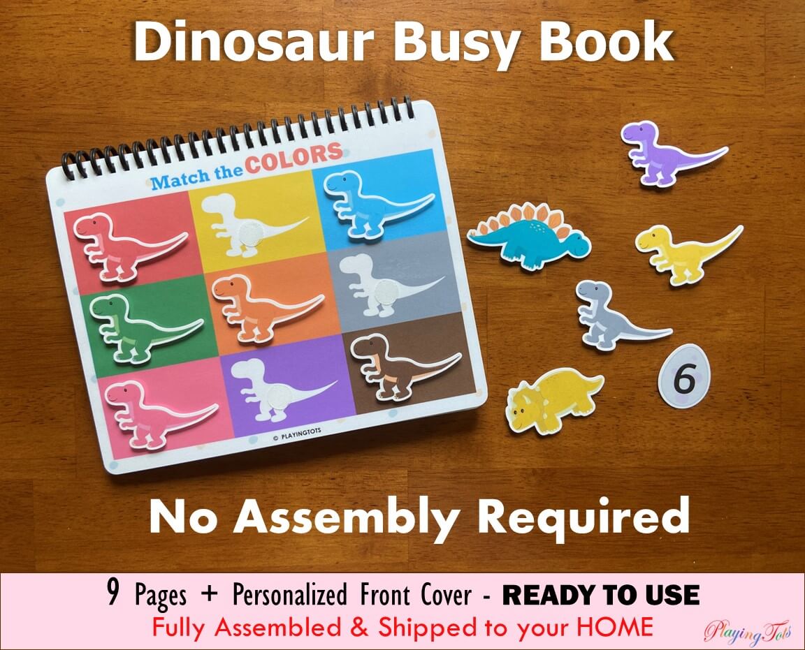 Dinosaur Busy Book, Toddler Learning Binder, Fun Quiet Book – Playingtots