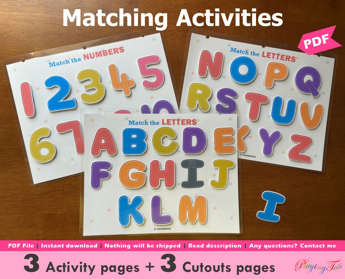 Alphabet, Numbers, Matching Activities – Playingtots
