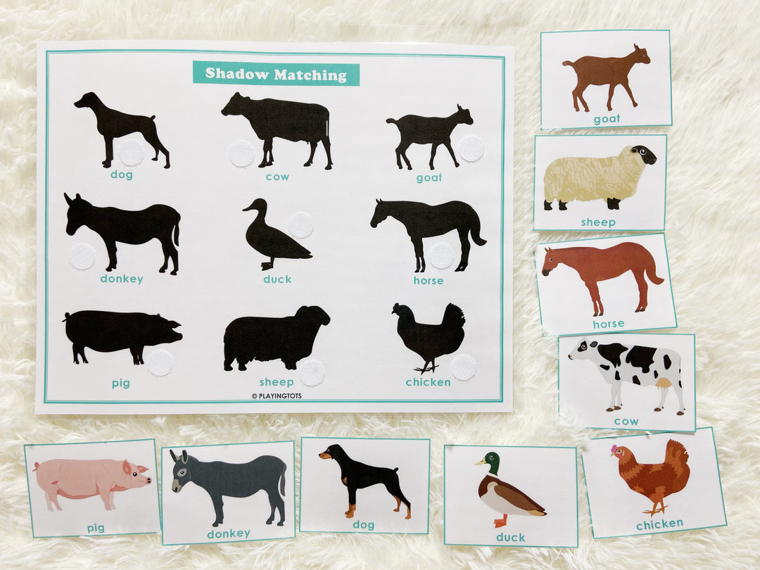 Animals Shadow/ Silhouette Matching Activity, Toddler Busy Book, Learn ...