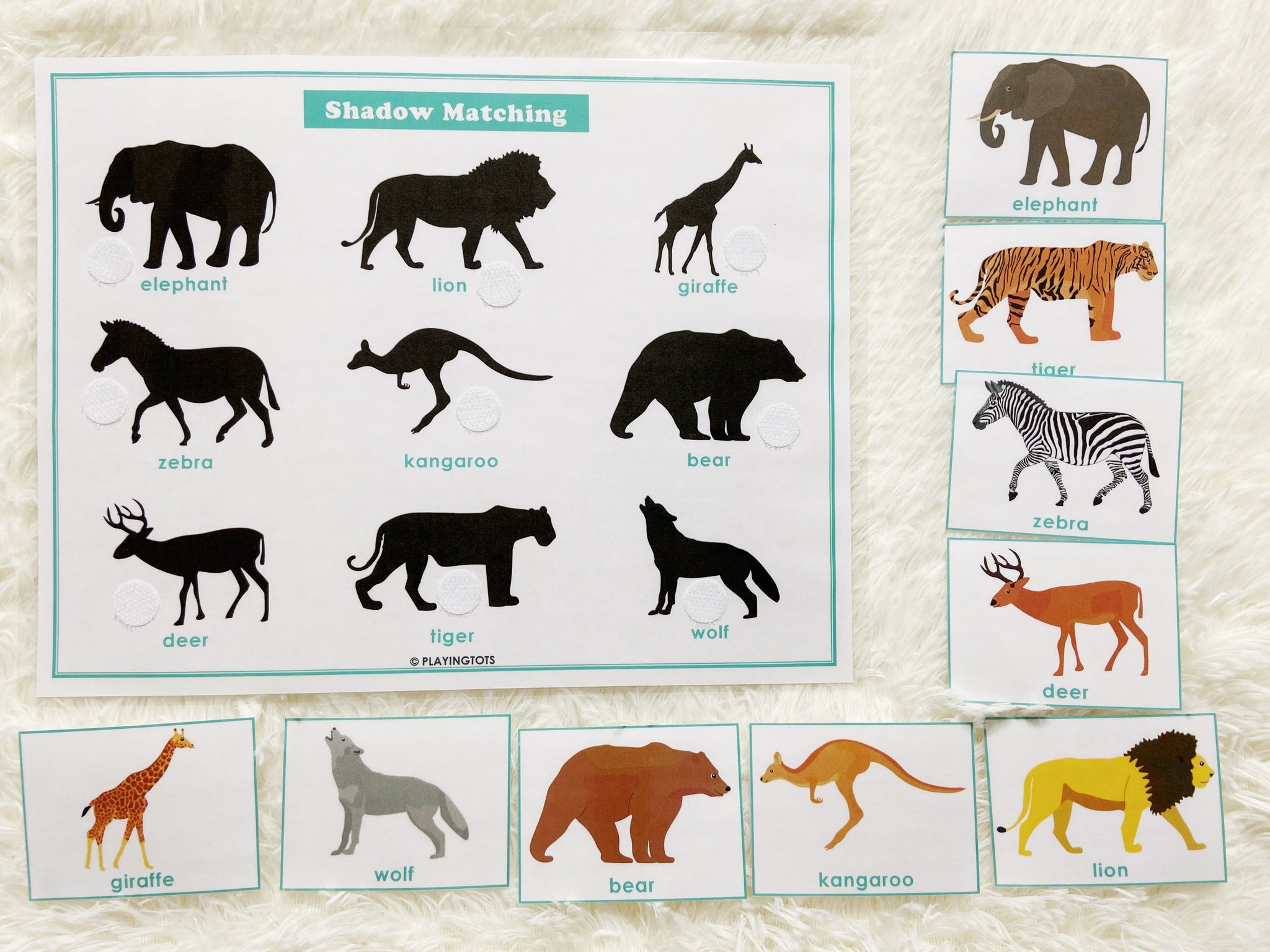 Animals Shadow/ Silhouette Matching Activity, Toddler Busy Book, Learn ...