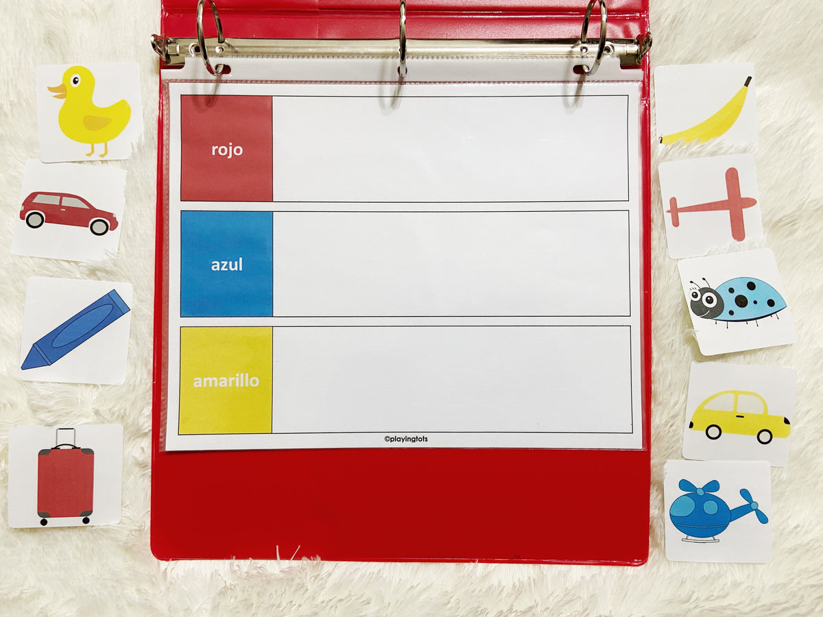 Colors Sorting and Shapes Puzzle Activity in Spanish – Playingtots