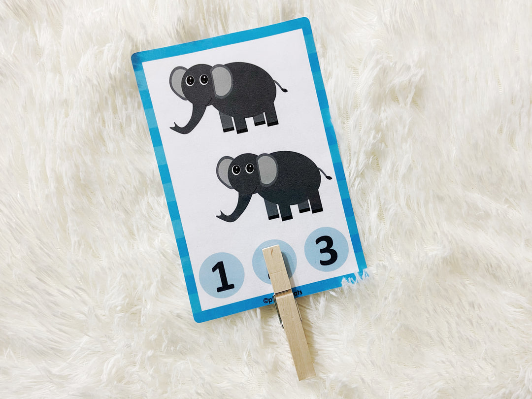 Count and Clip Animals Cards – Playingtots