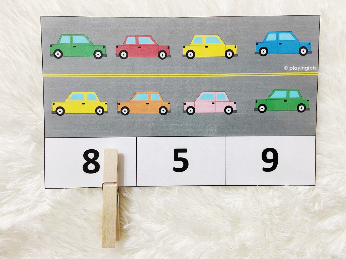 Count and Clip Activity| Cars on the Road – Playingtots