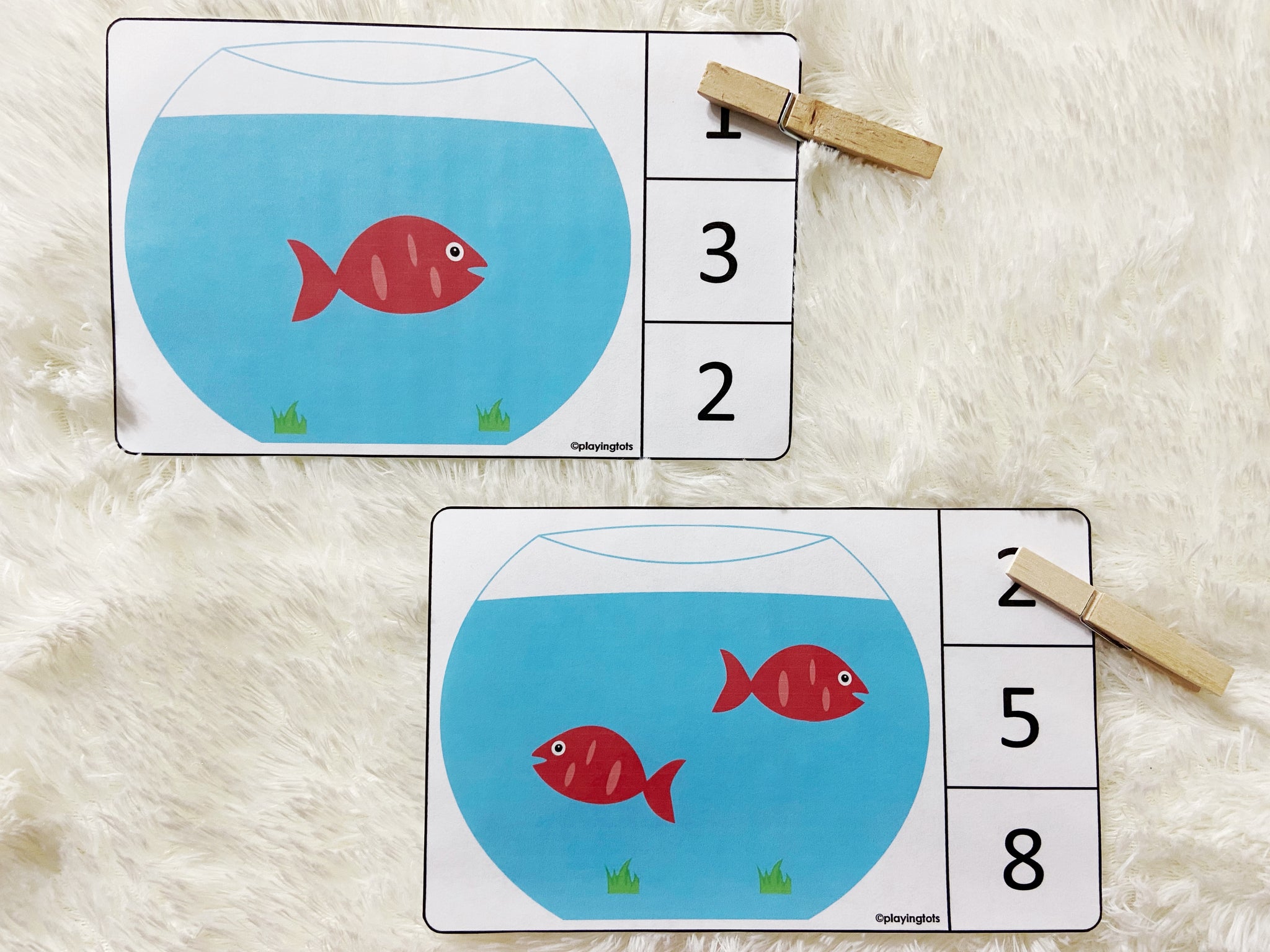 Fish Counting Activity, Count and Clip Activity – Playingtots