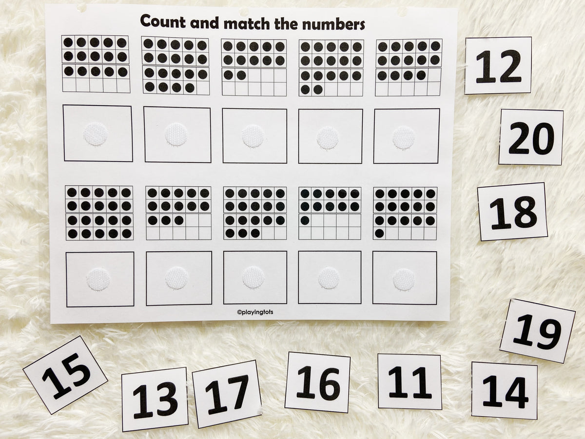 Ten Frames Number Matching Activity, Numbers 11 to 20 – Playingtots