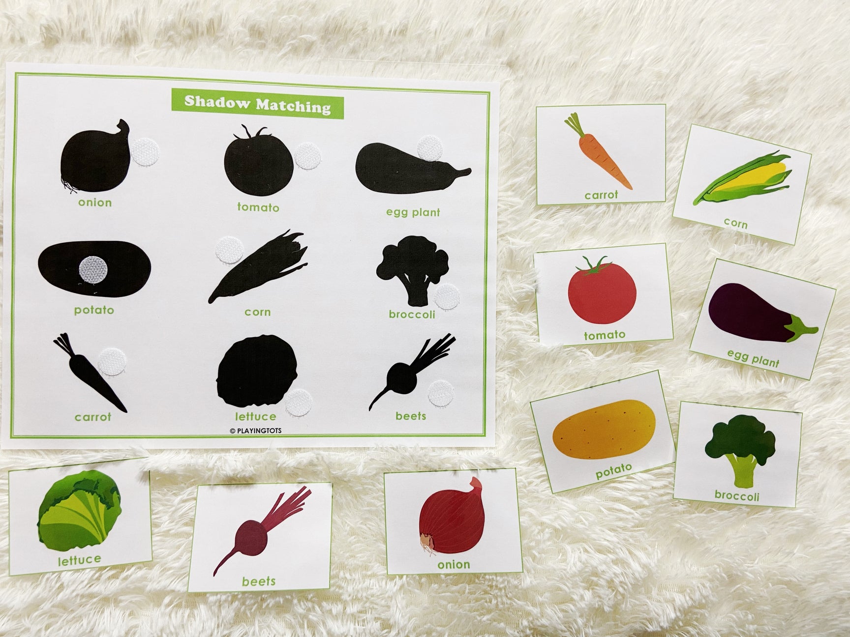 Shadow Matching, Fruits and Vegetables – Playingtots