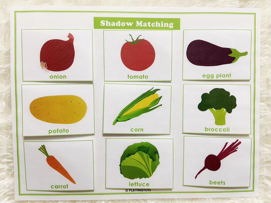Shadow Matching, Fruits and Vegetables – Playingtots