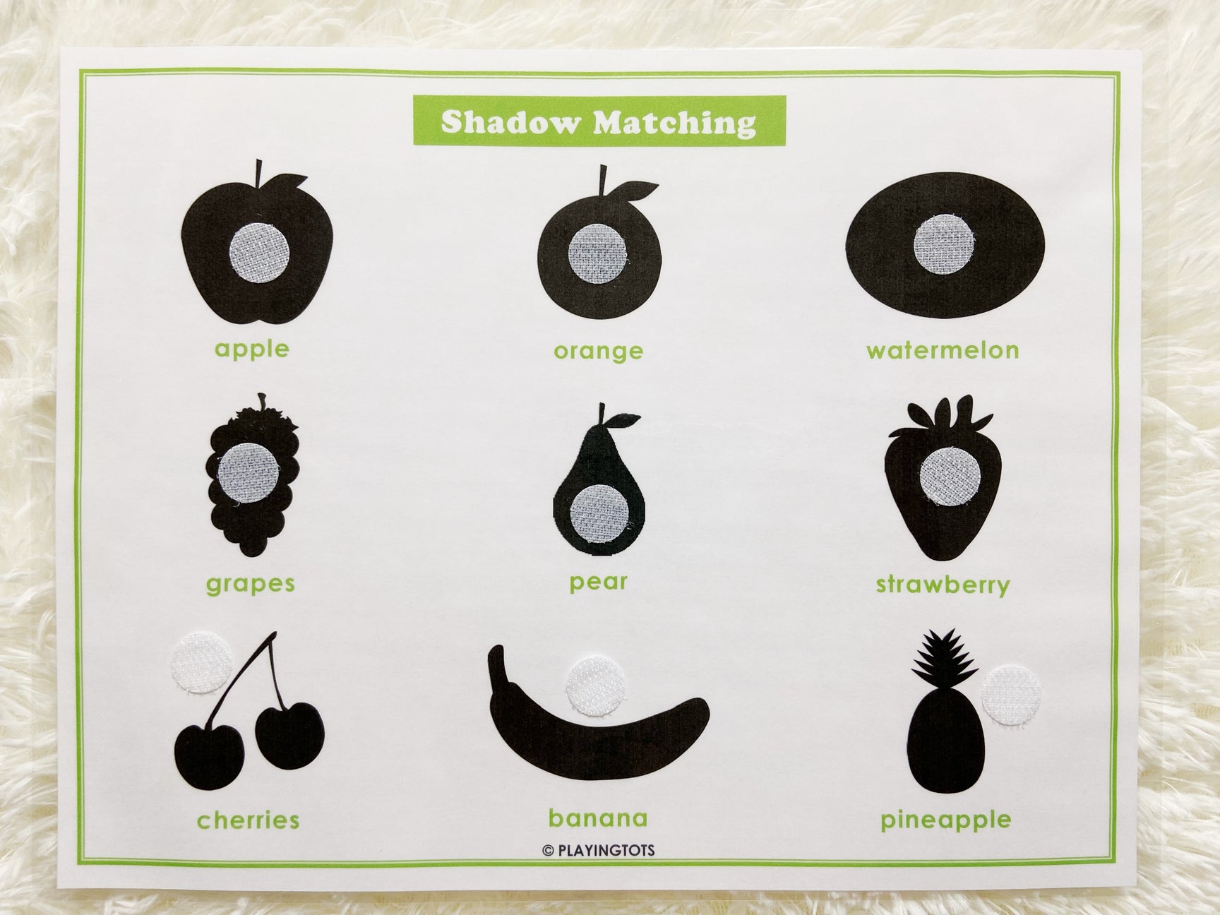 Shadow Matching, Fruits and Vegetables – Playingtots