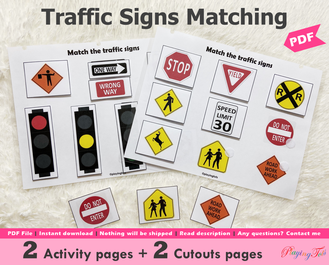 Road Sign Matching Worksheet Safety Sign Matching Worksheet