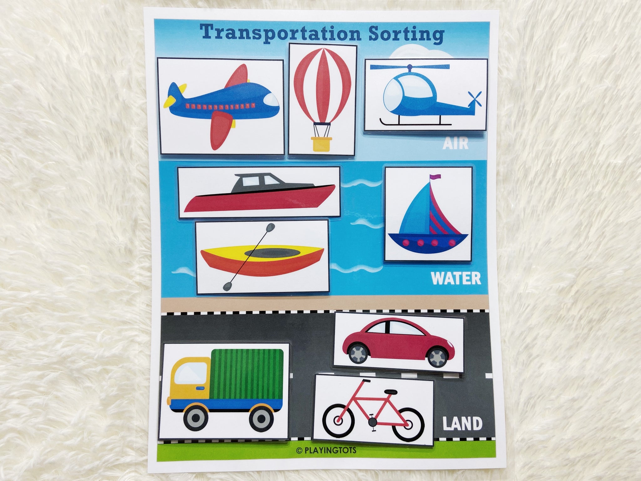 Land Air Water, Transportation Sorting – Playingtots