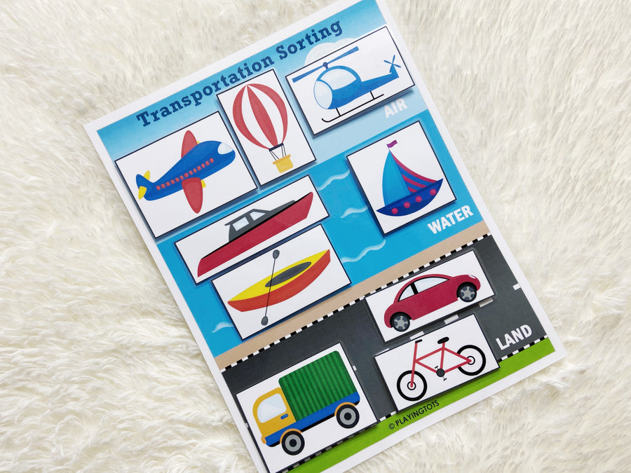 Land Air Water, Transportation Sorting – Playingtots